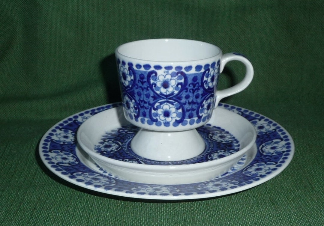 Arabia Finland Blue ALI Vintage Trio-set Cup, Saucer and Plate . Raija ...