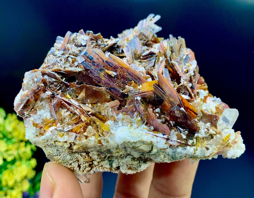 Natural Red Color Brookite Crystals With Quartz, Rare Brookite ...