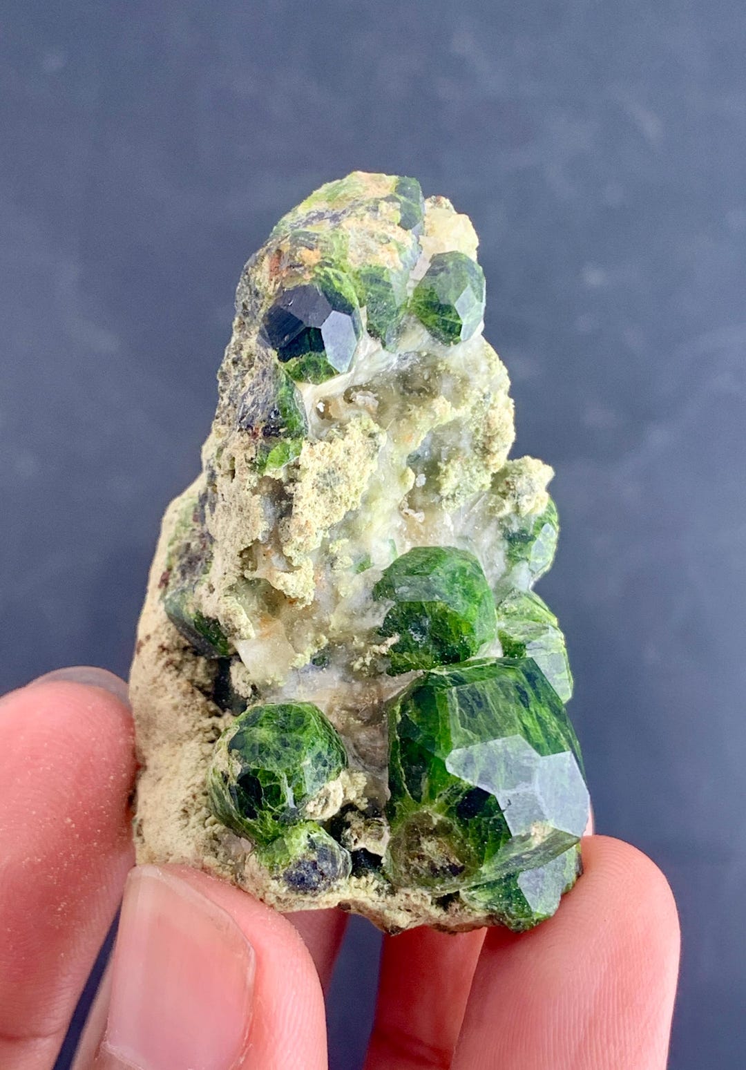 49 Gram Green Garnet Bright Green Color Green Garnet Cluster With ...