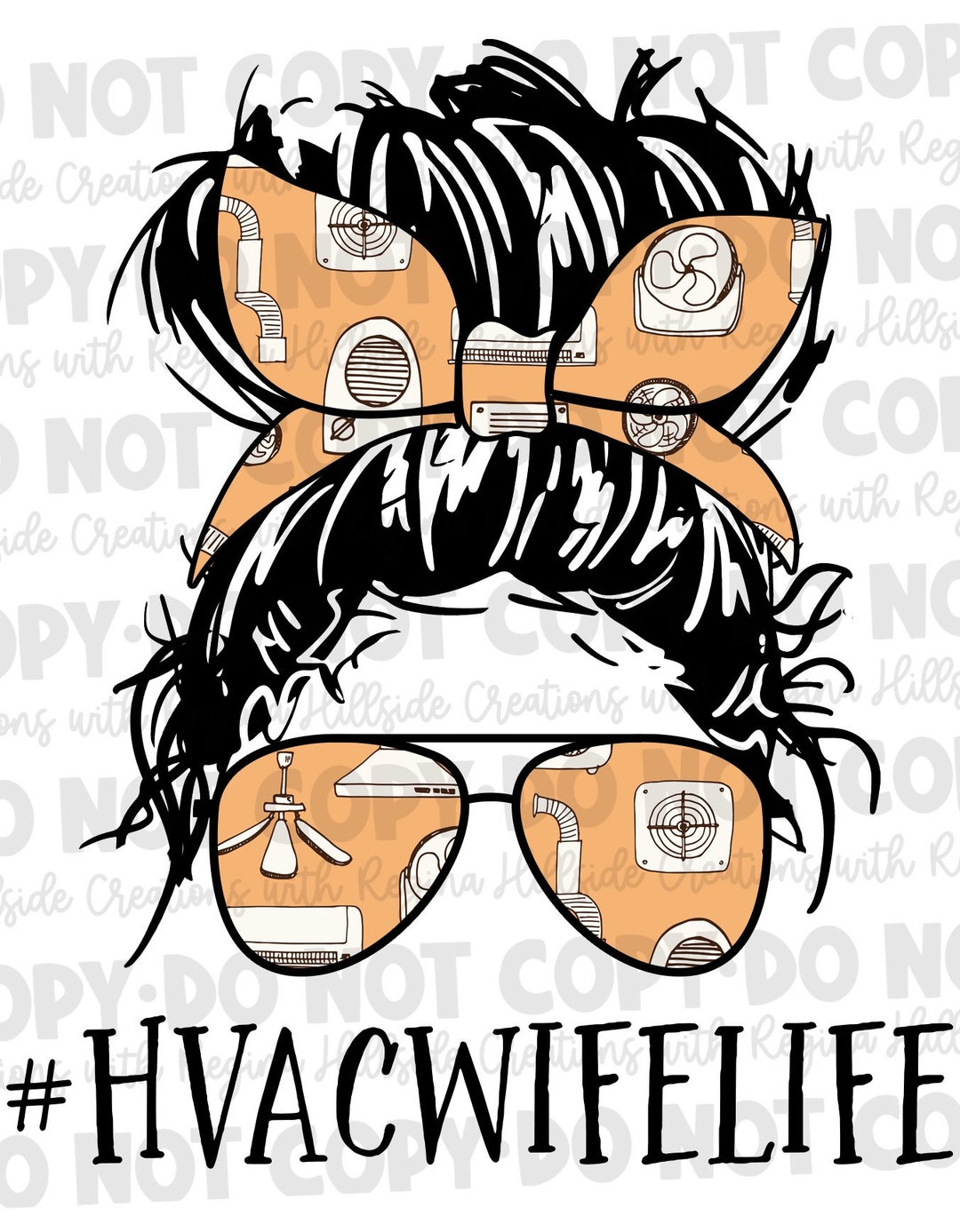 HVAC Wife Life Messy Bun Sublimation Transfer - Etsy