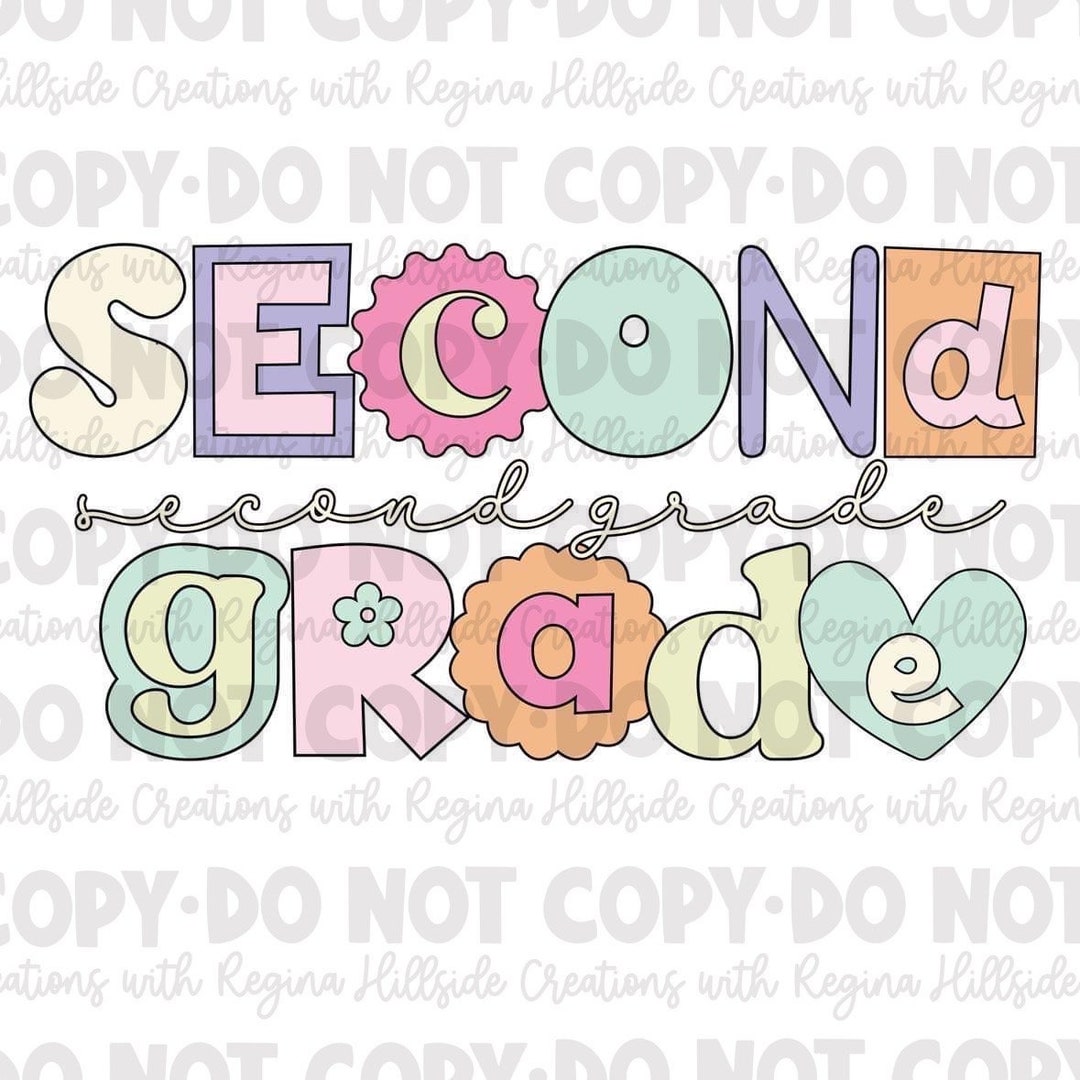 Second Grade Whimsical Font Sublimation Transfer - Etsy