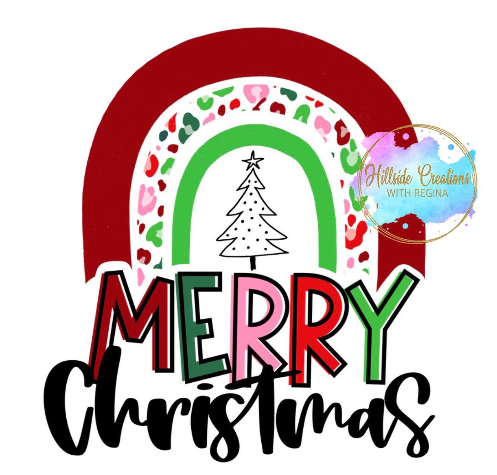 Merry Christmas Rainbow Ready to Print Transfer | Etsy