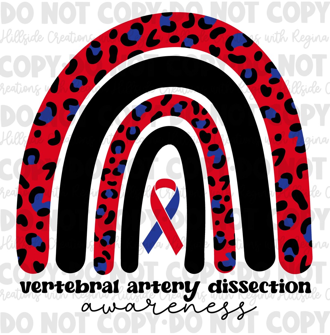 Vertebral Artery Dissection Awareness Red Blue Leopard Rainbow ...