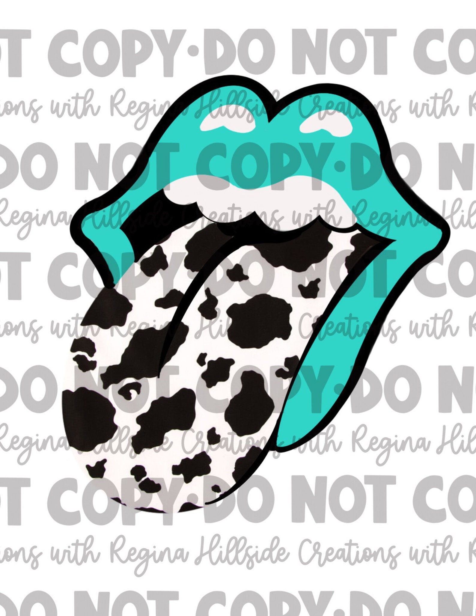 Cow Lips Turquoise Ready to Print Transfer | Etsy