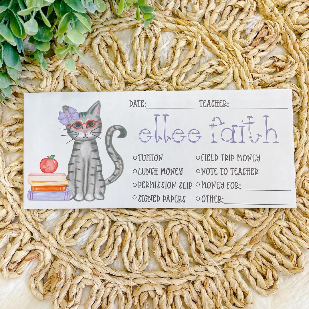 Personalized School Money Envelope, Lunch Money, School Supplies ...