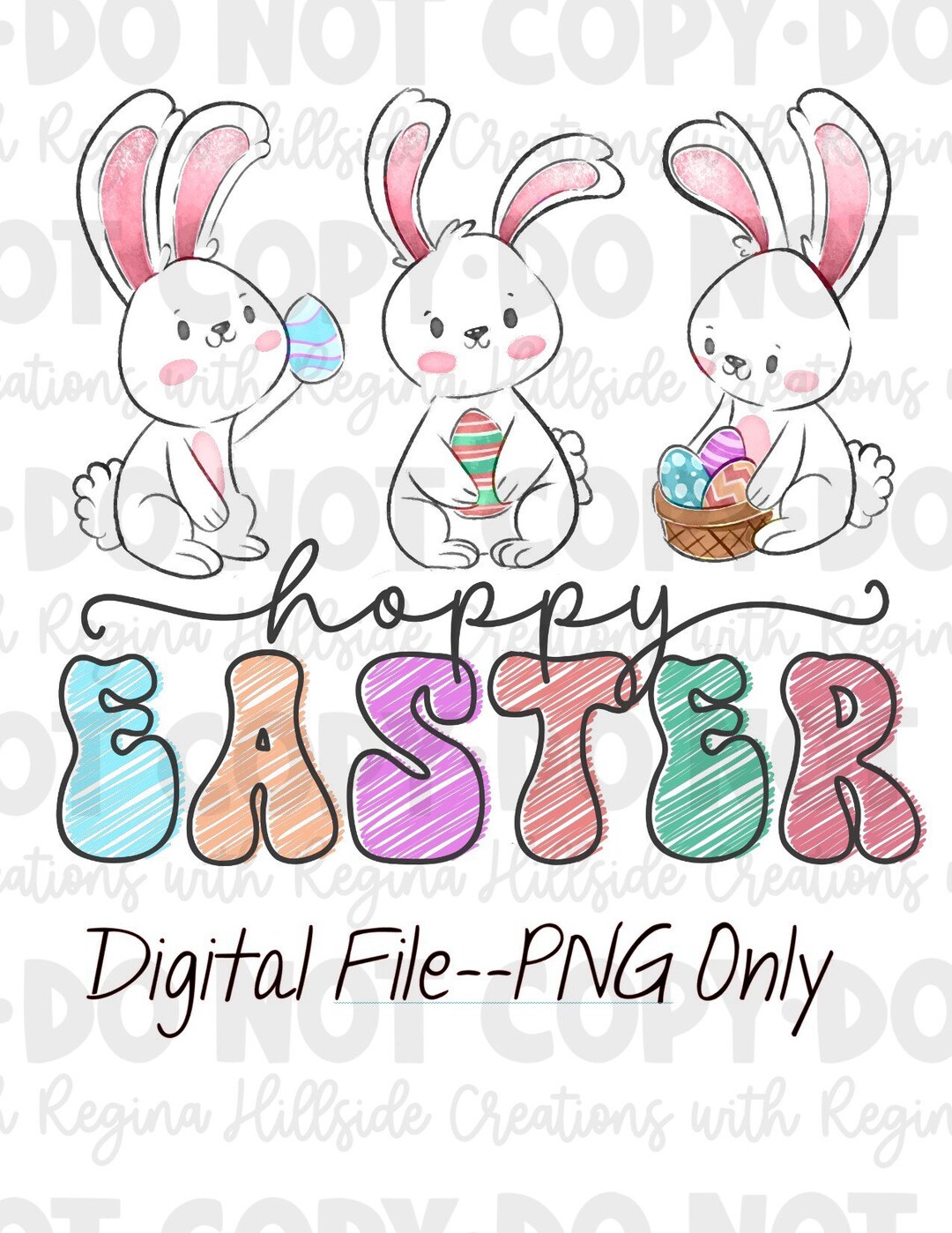 Hoppy Easter Three Bunnies Digital Download--png, Easter - Etsy