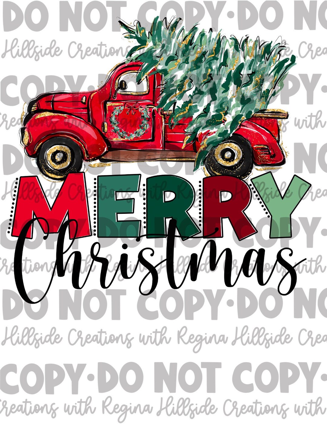Merry Christmas Truck Sublimation Transfer - Etsy