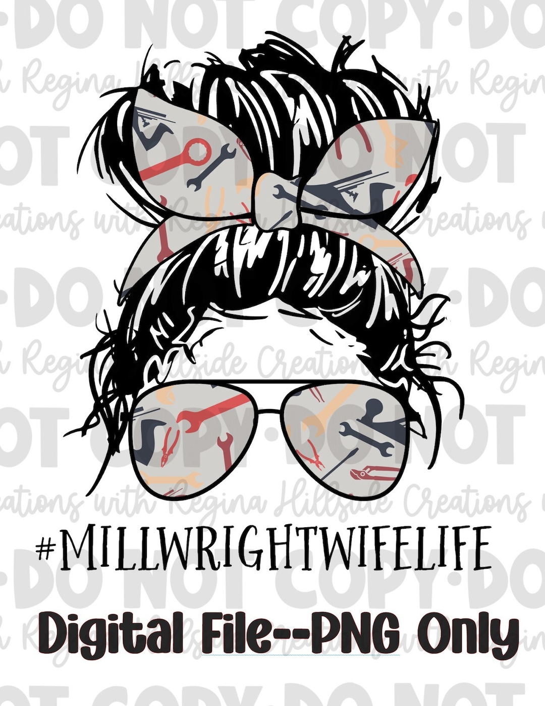 Millwright's Wife Life Messy Bun Digital Download--png, Messy Bun Life ...