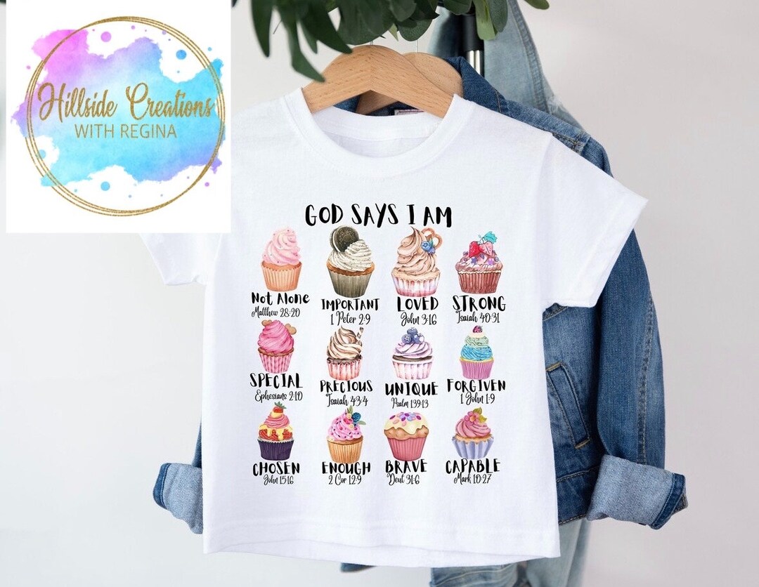 Child/toddler Tee--god Says I Am--cupcakes - Etsy