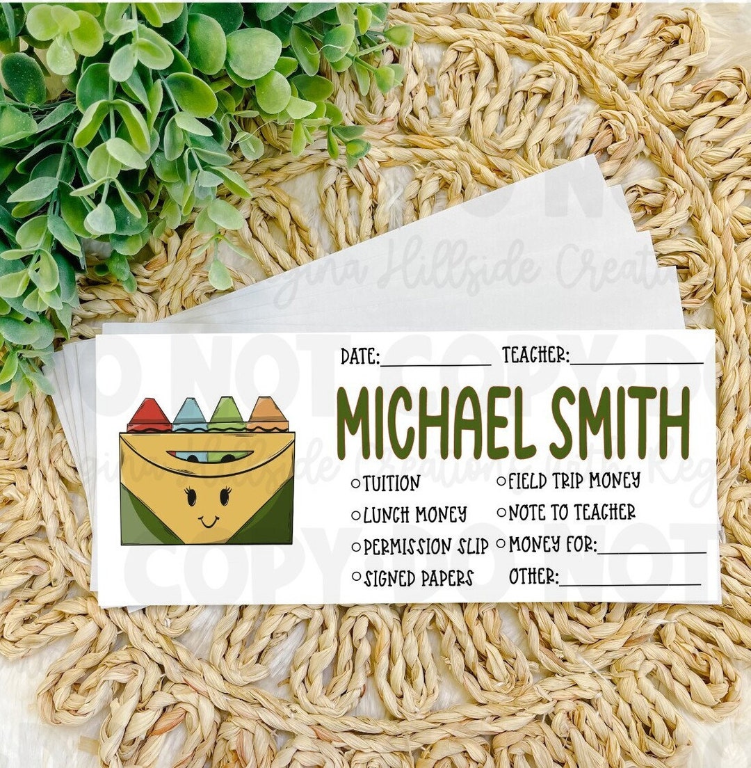 Personalized School Money Envelope, Lunch Money, School Supplies ...