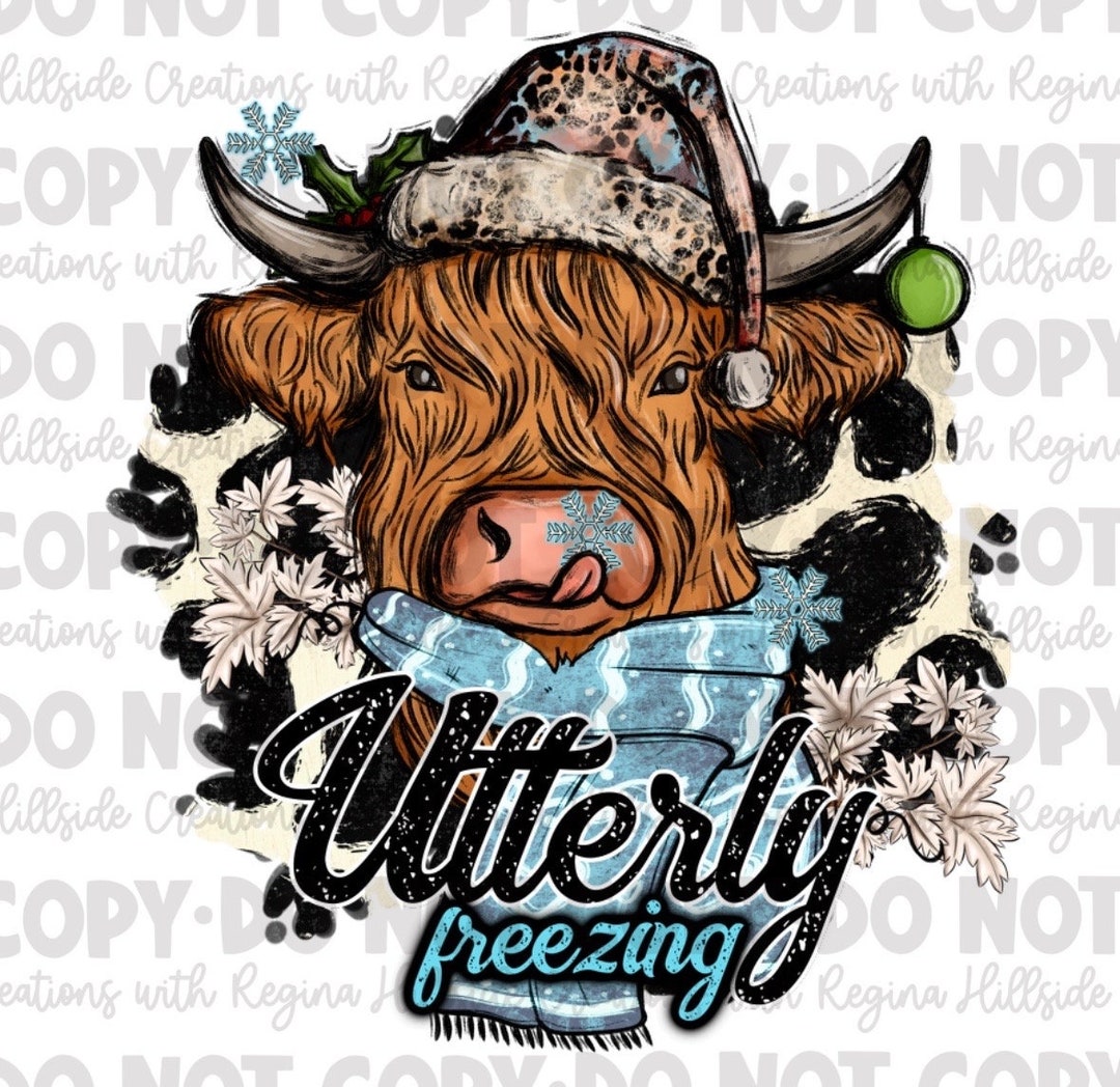Utterly Freezing Highland Cow Winter Sublimation Transfer - Etsy