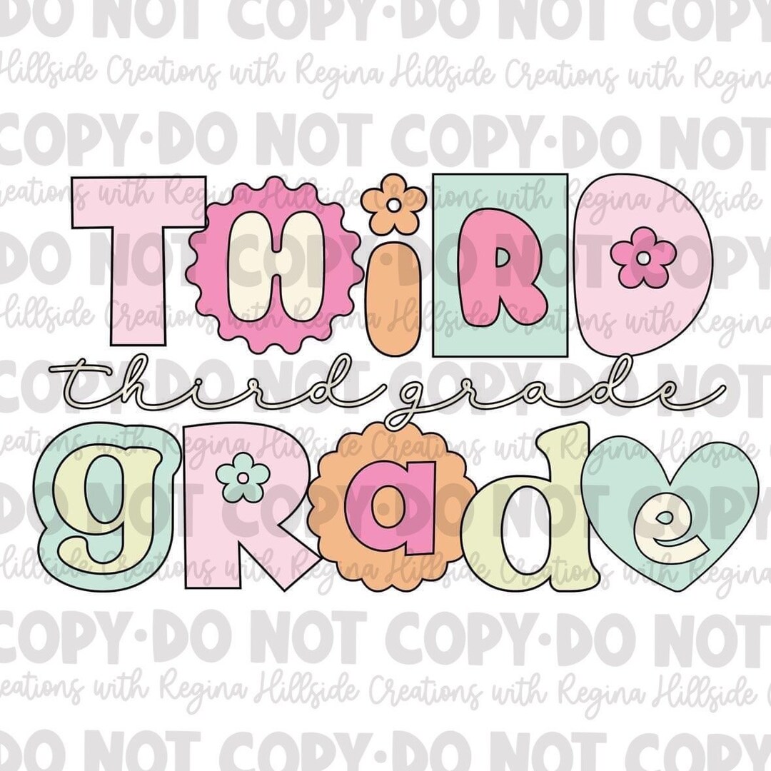 Third Grade Whimsical Font Sublimation Transfer - Etsy