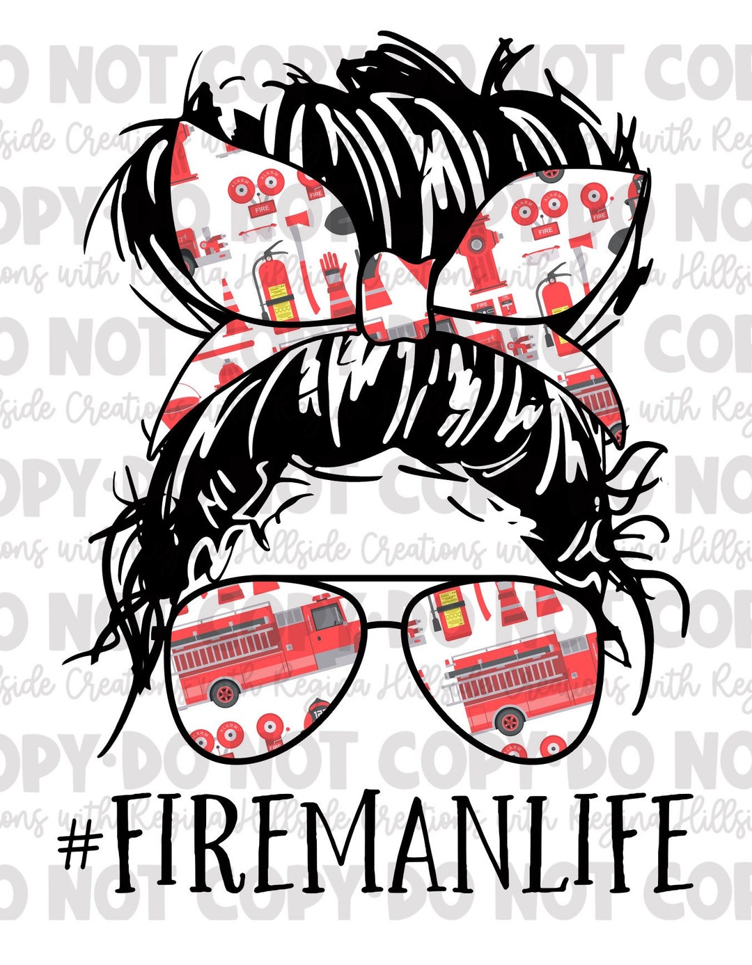 Fireman Life Messy Bun Sublimation Transfer - Etsy