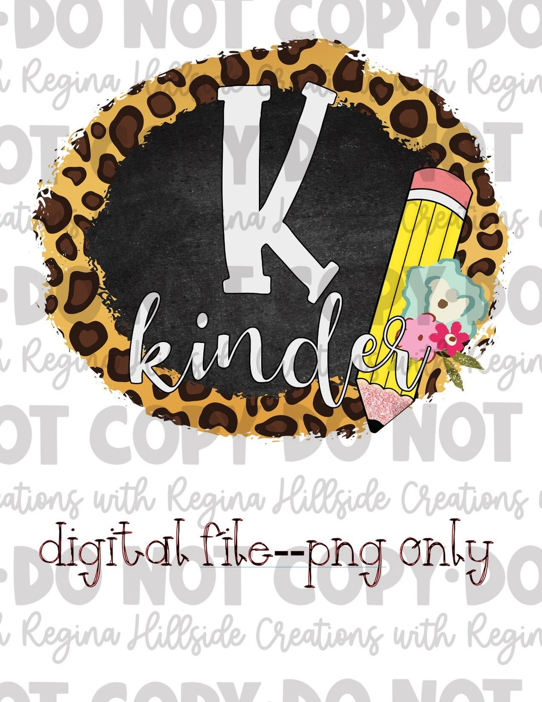 Kinder Leopard Print Chalkboard Digital Download--png, Messy Bun Life ...