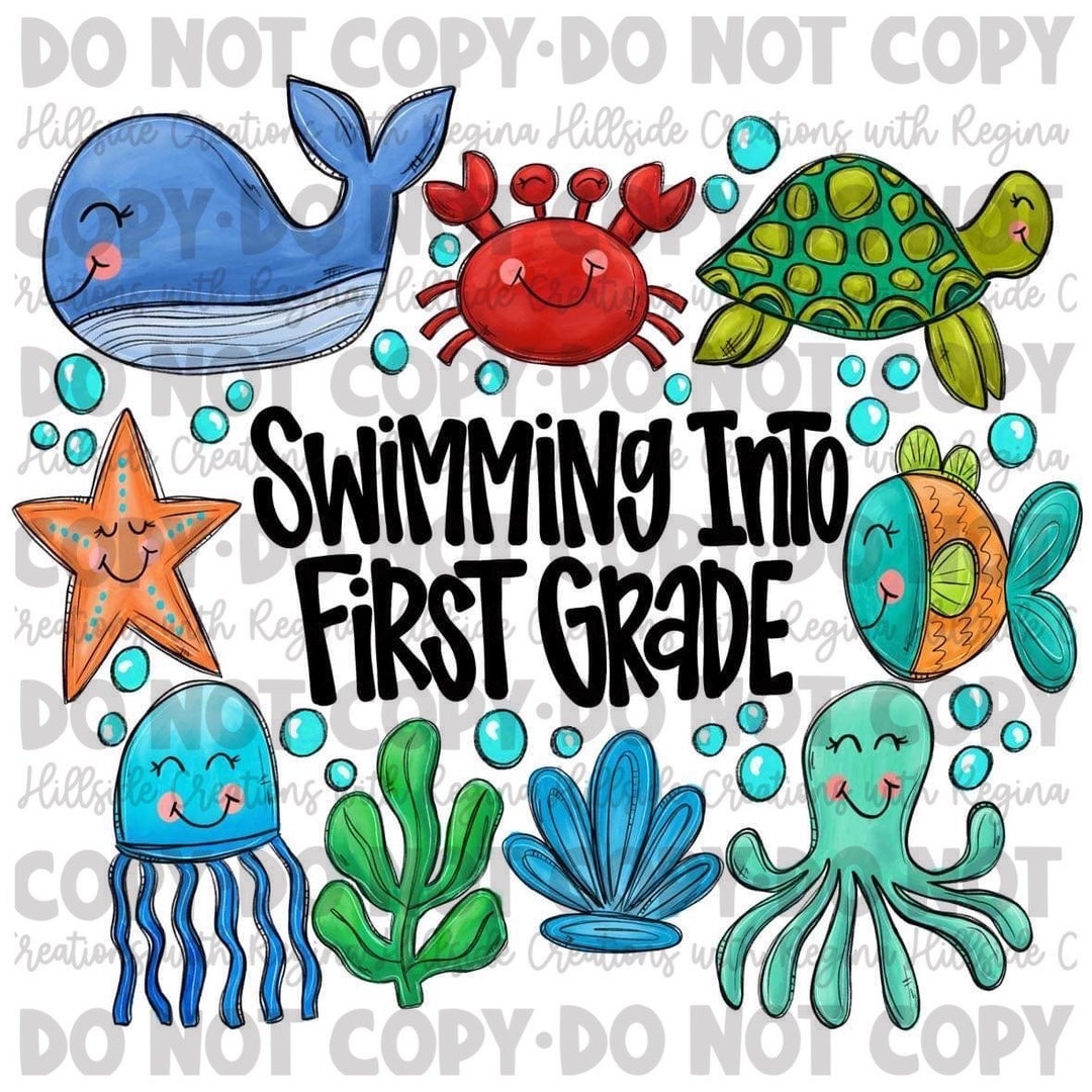 Swimming Into First Grade Ocean Animals Back to School Sublimation ...