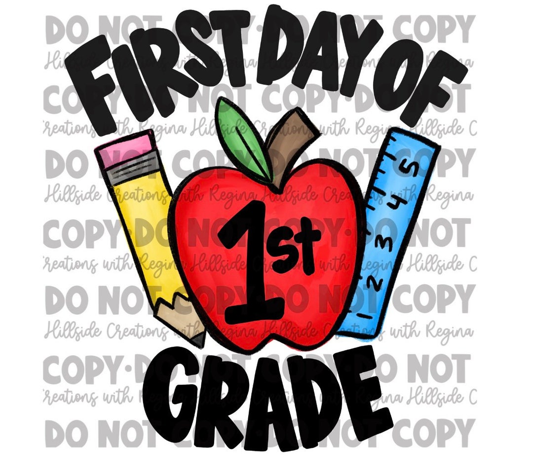 First Day of 1st Grade Apple Pencil Ruler Sublimation Transfer - Etsy
