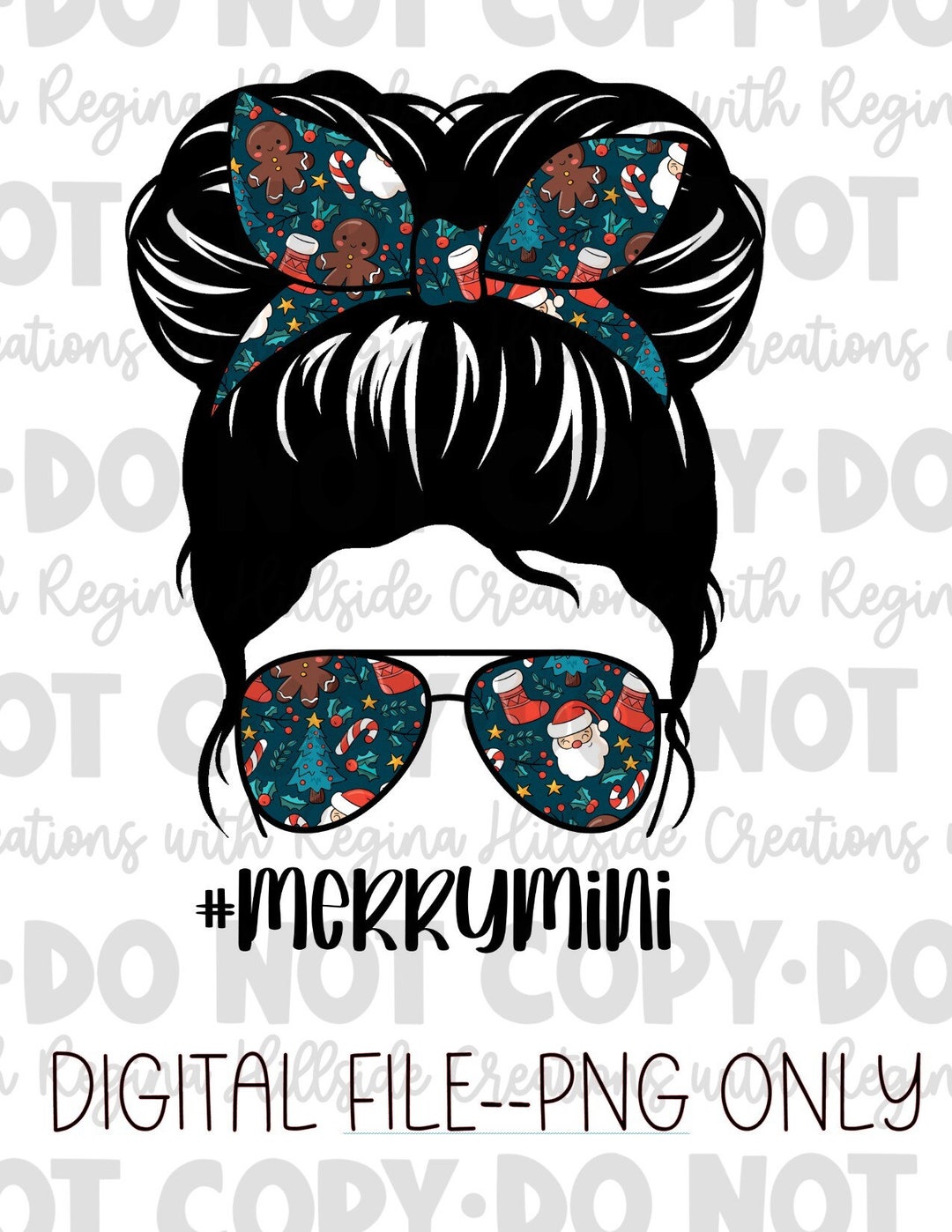 Merry Mini Messy Bun Digital Download--png, Christmas, Merry Christmas ...