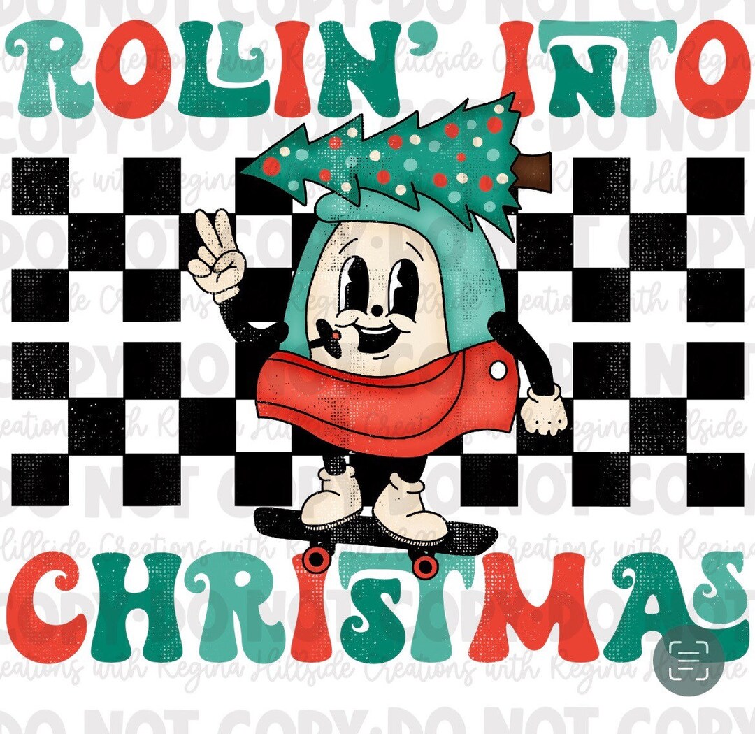 Rollin’ Into Christmas Checkered Characters Sublimation Transfer - Etsy