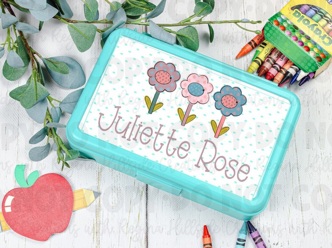 Personalized Pencil Box, Flowers, Pink Pencil Box, School Supplies ...