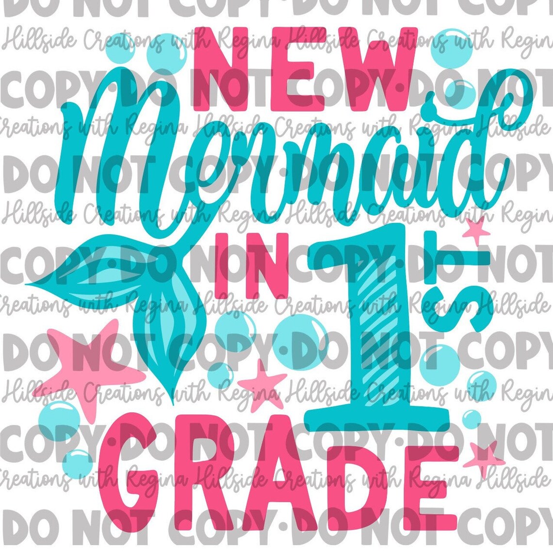 New Mermaid in First Grade Ready to Print Transfer | Etsy