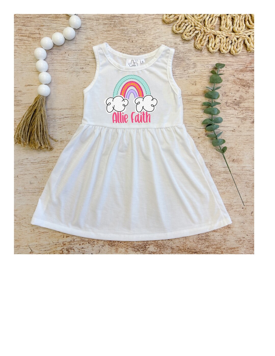 Infant/toddler/youth Custom Personalized Tank Dress--whimsical Rainbow ...