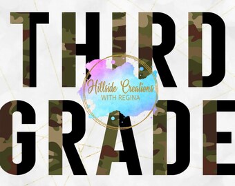 3rd Grade Camo Back to School Design for Boy's Shirt Ready-to-press ...