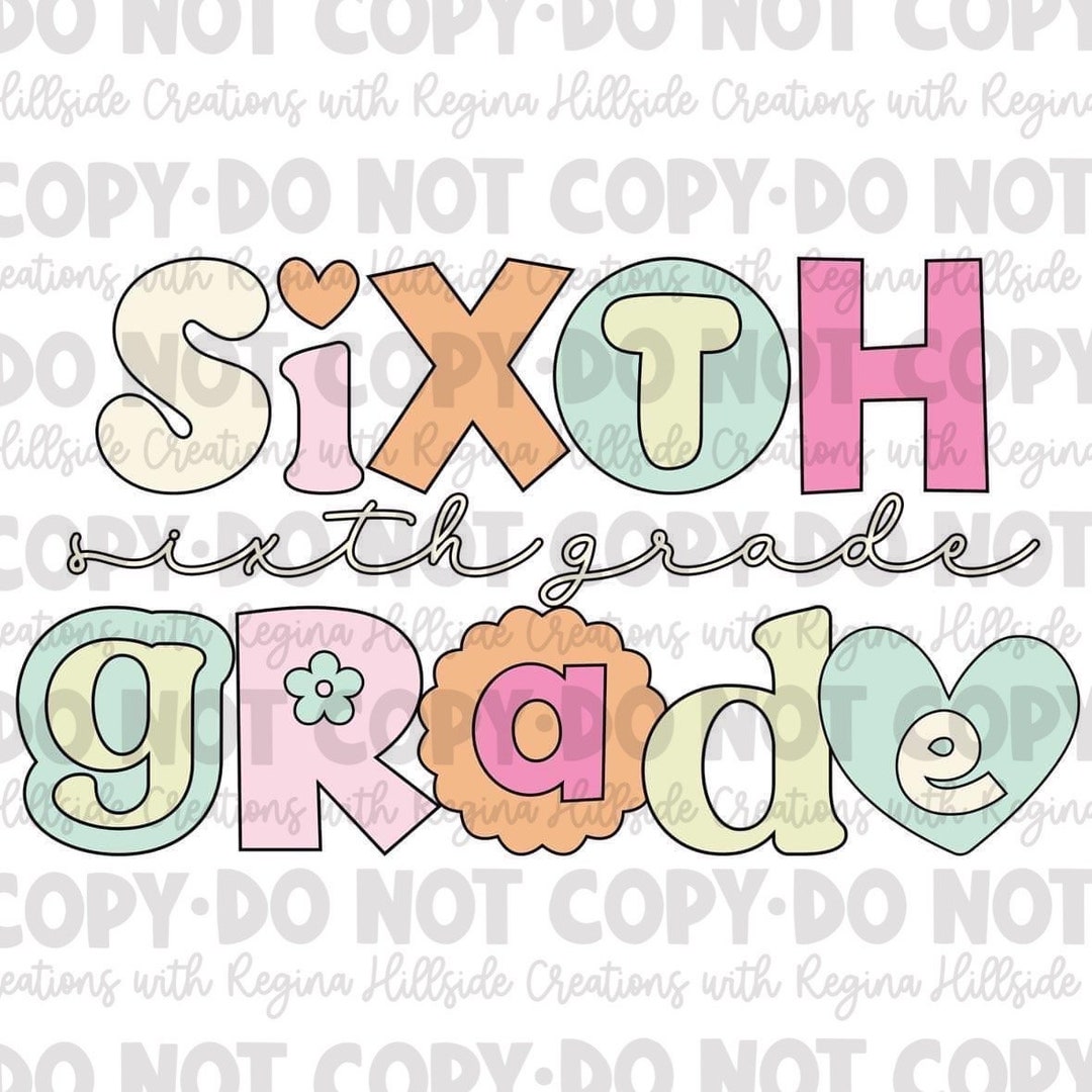 Sixth Grade Whimsical Font Sublimation Transfer - Etsy