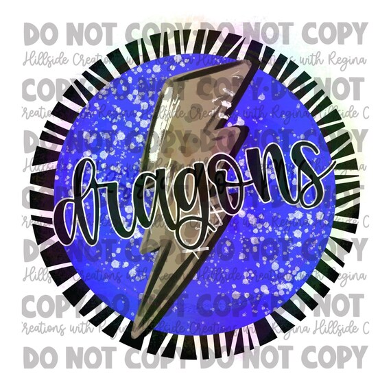 Dragons Royal Blue Lightning Bolt Mascot Sublimation Transfer - Etsy