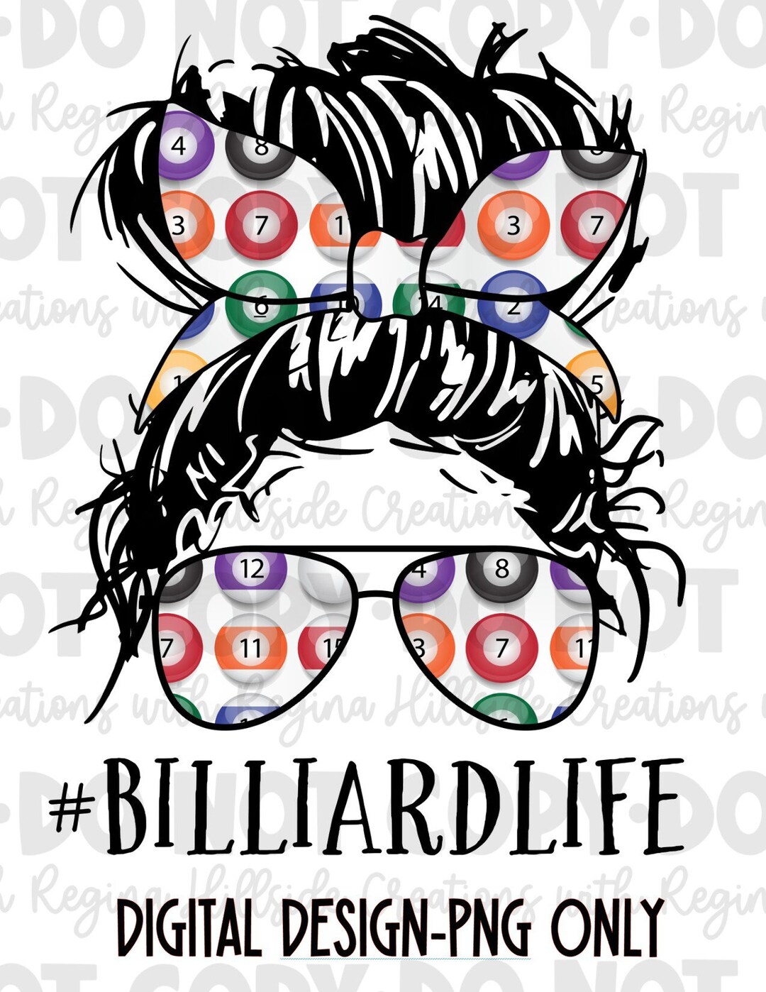 Billiard Life Messy Bun Digital Download--png, Messy Bun Life ...