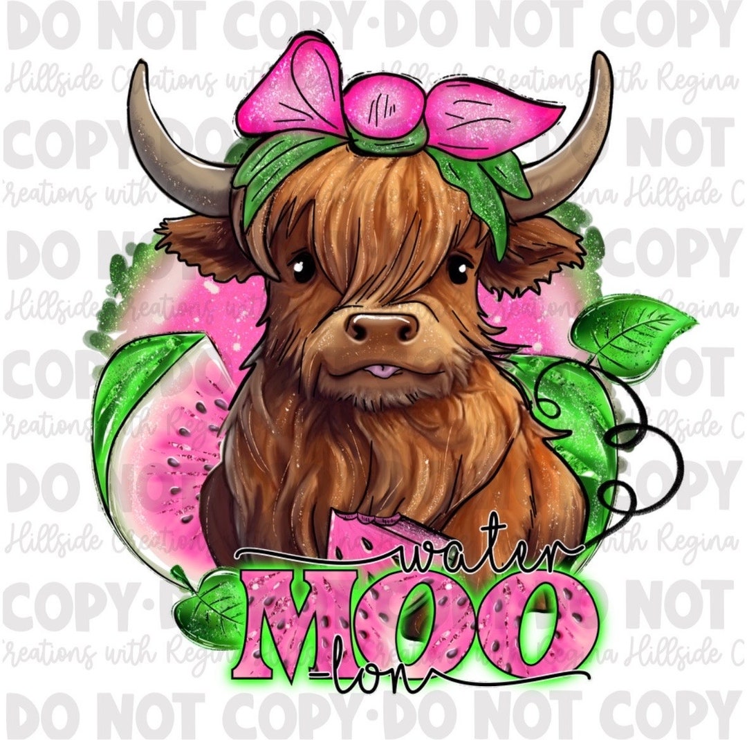 Water Moo-lon Highland Cow, Watermelon Sublimation Transfer - Etsy