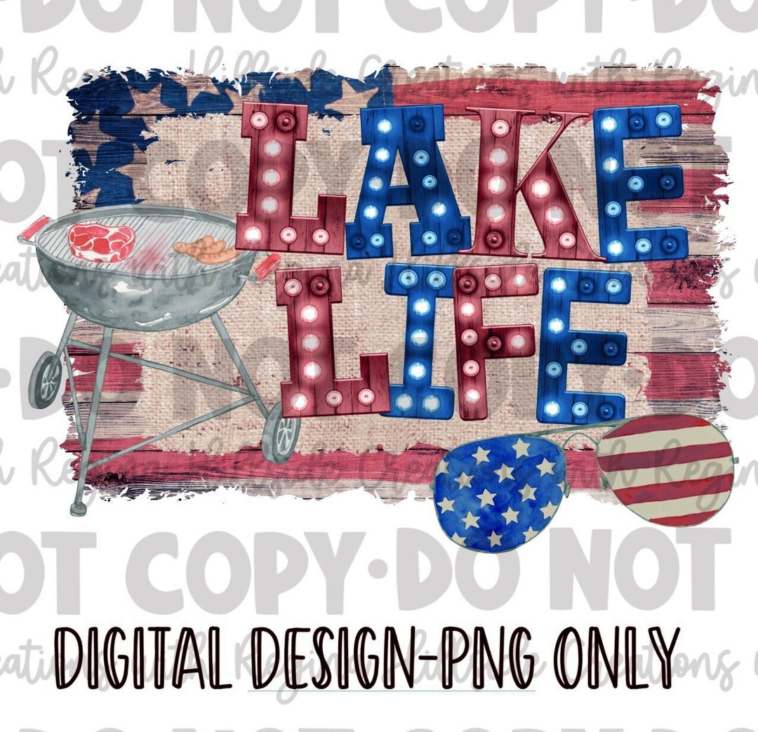 Lake Life Flag Bbq4th of Julypatriotic Holidaysred White Bluechevron ...
