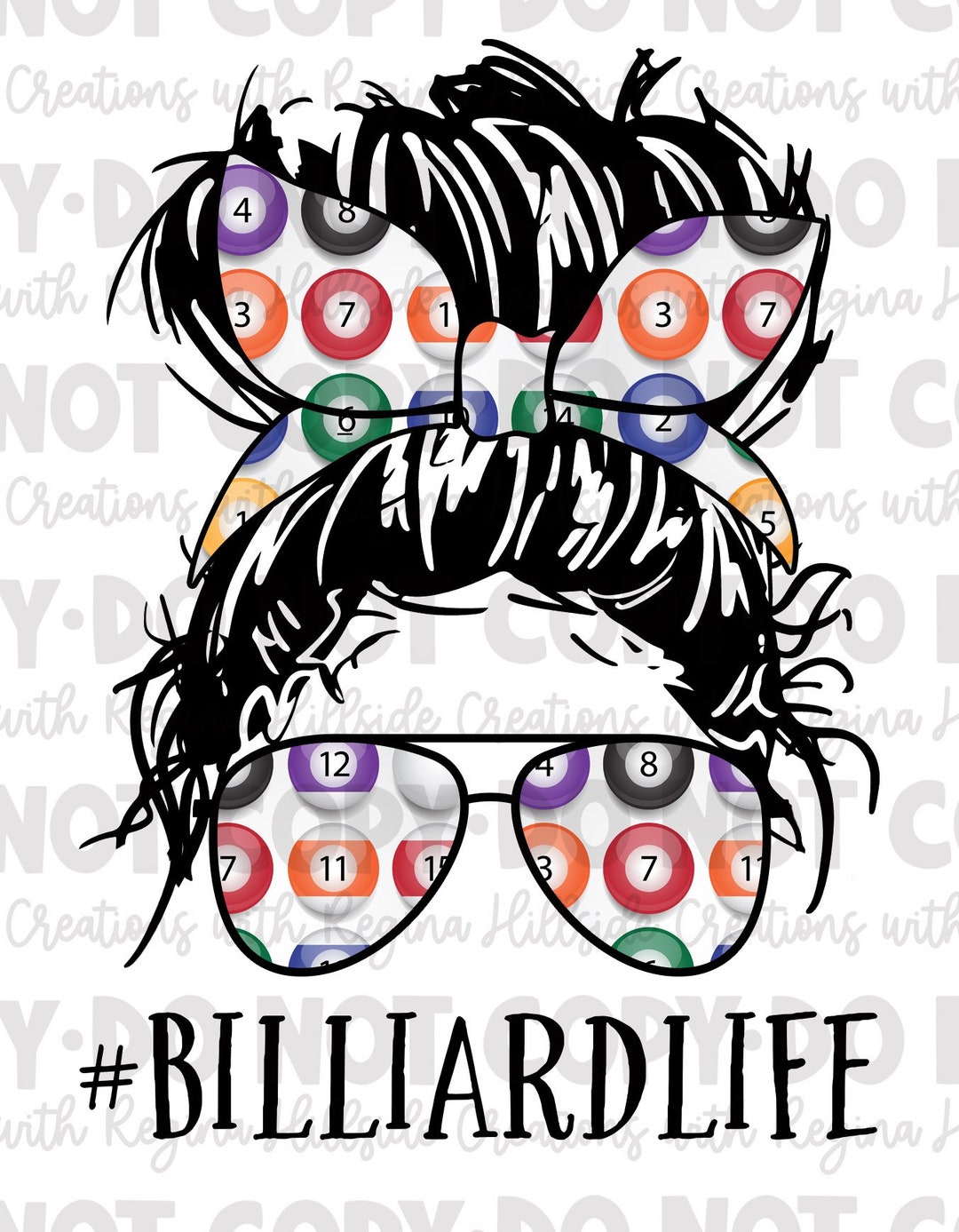 Billiard Life Messy Bun Sublimation Transfer - Etsy