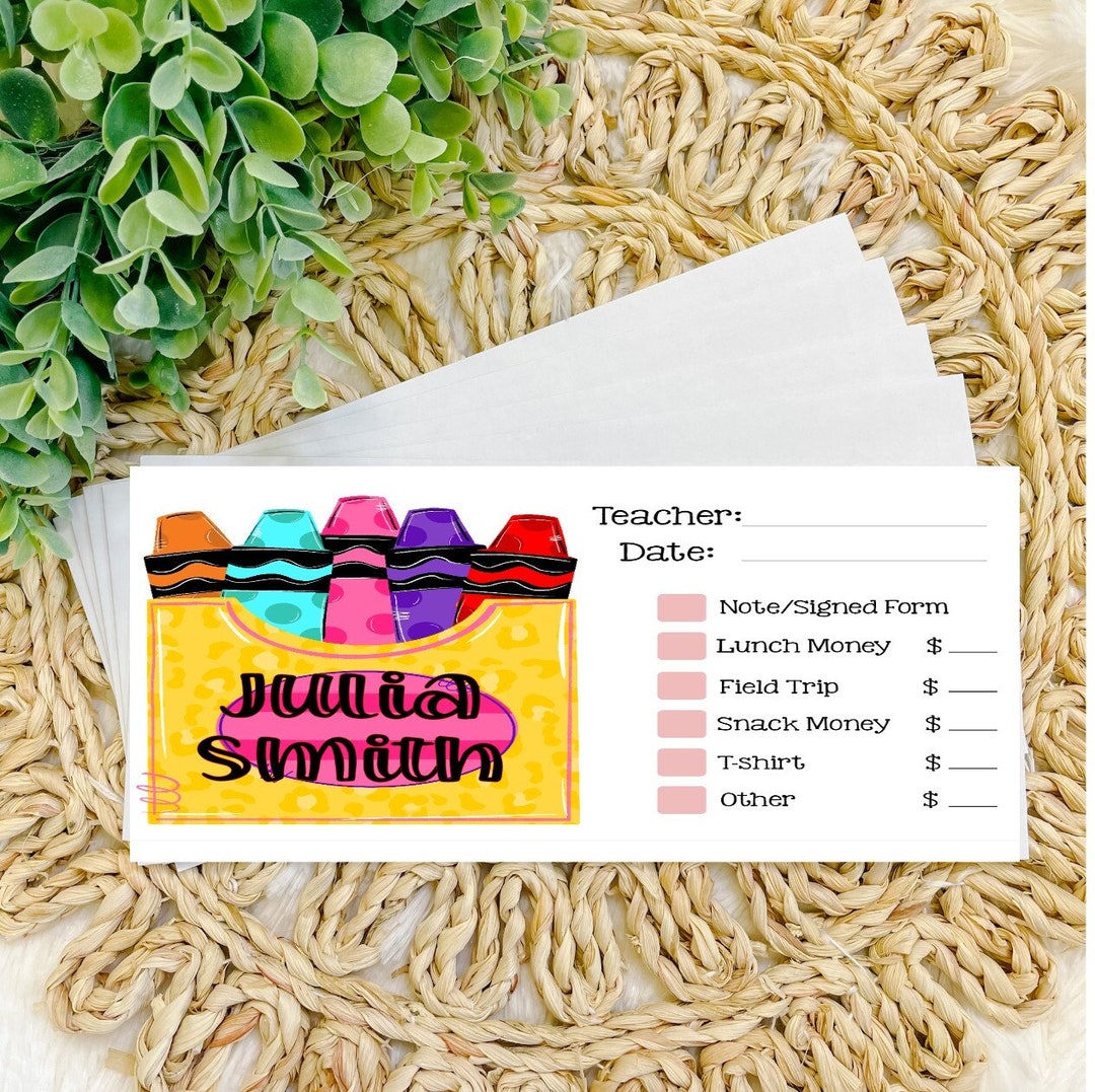 Personalized School Money Envelope, Lunch Money, School Supplies ...