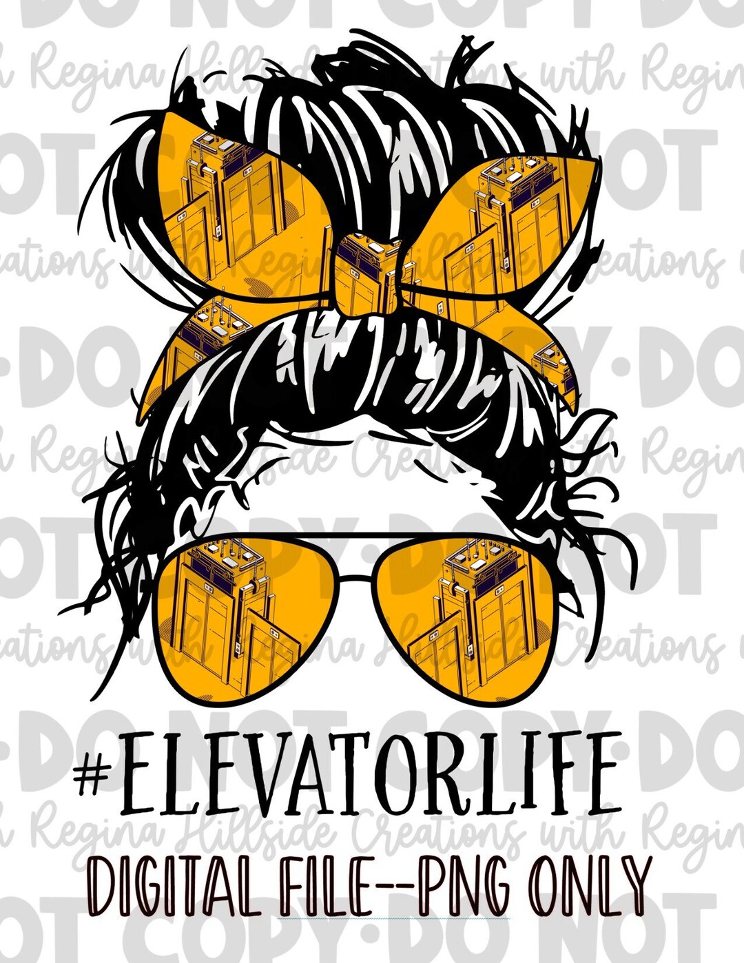 Elevator Life Messy Bun Digital Download--png, Messy Bun Life ...