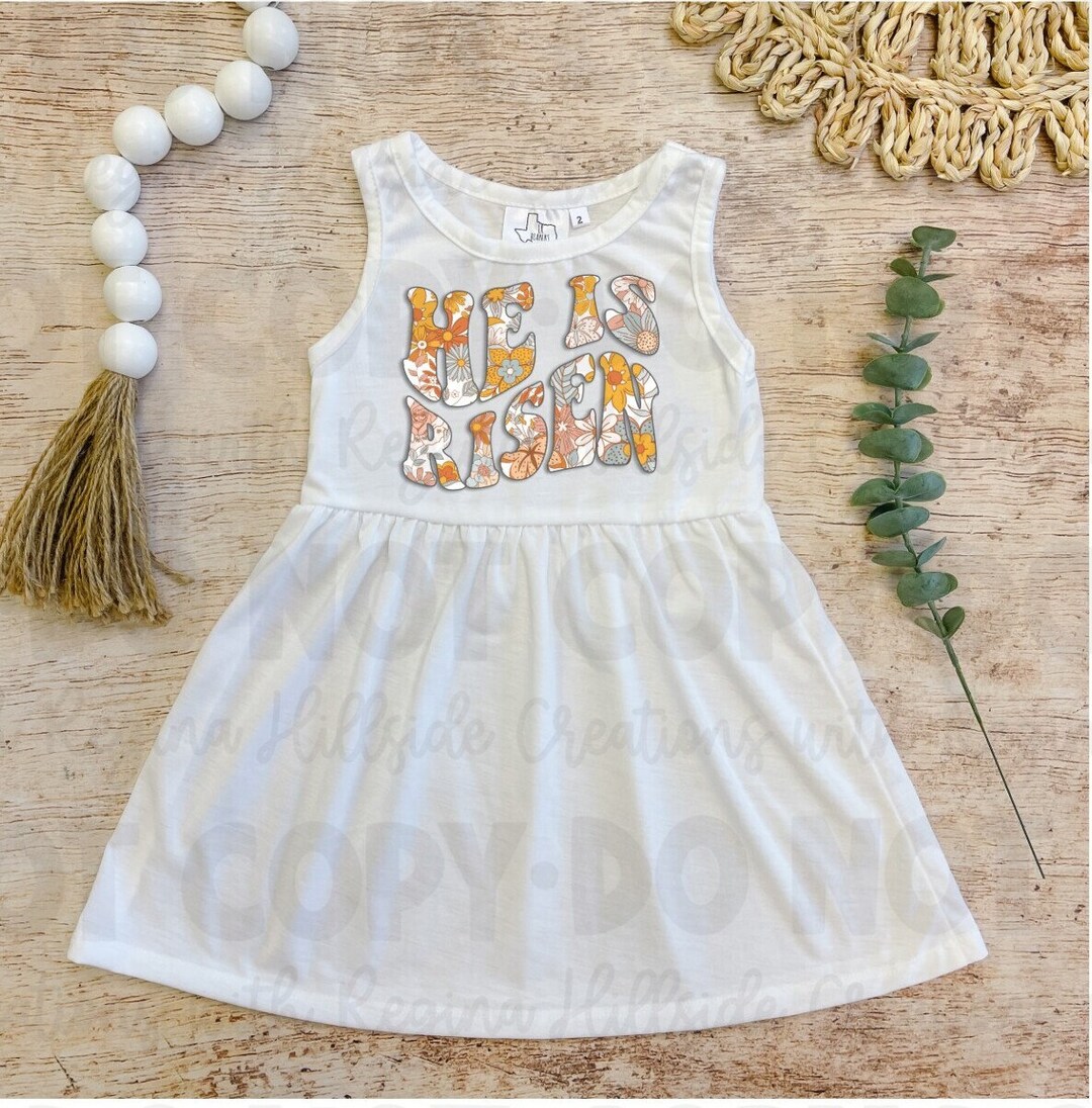 Infant/toddler/youth Custom Easter Tank Dress--he is Risen Floral ...