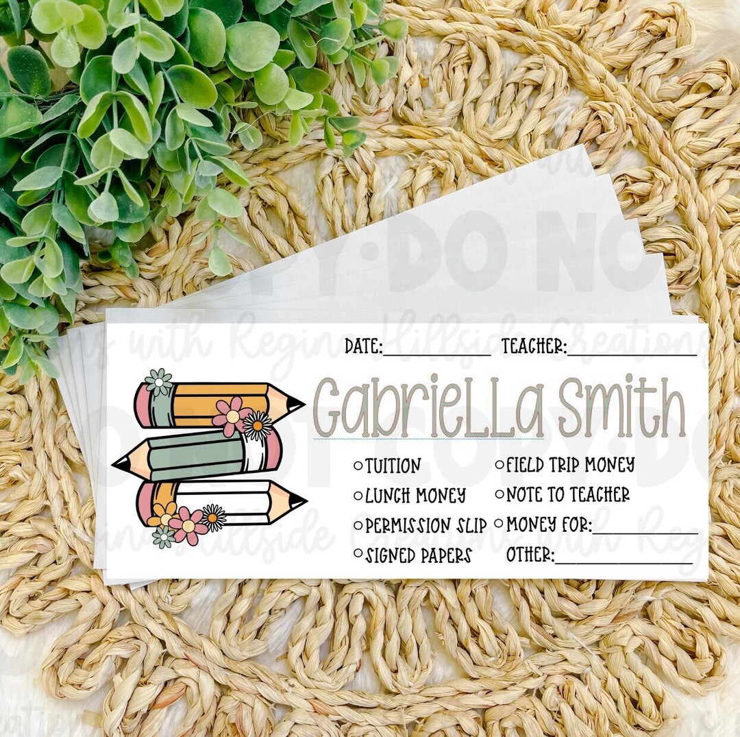 Personalized School Money Envelope, Lunch Money, School Supplies ...