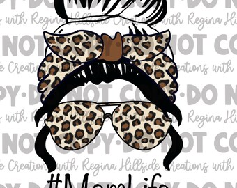 Merry Mama Mom Life Head Messy Bun Print 11 Inch Sublimation Transfer ...
