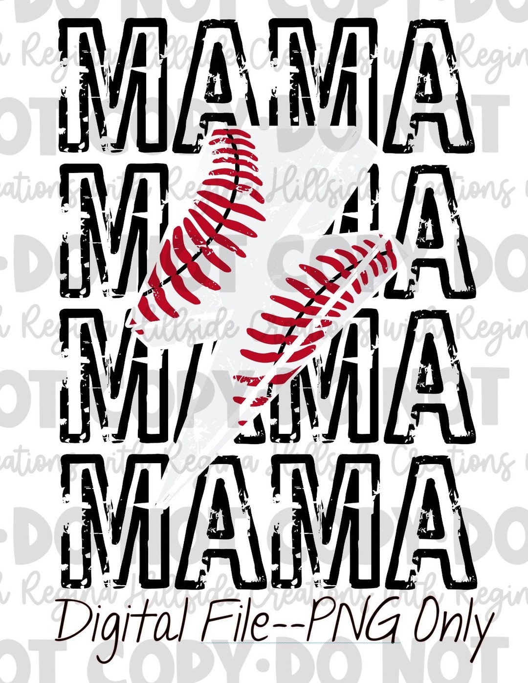 Baseball Mama Stacked Font Lightning Bolt Digital Download--png ...