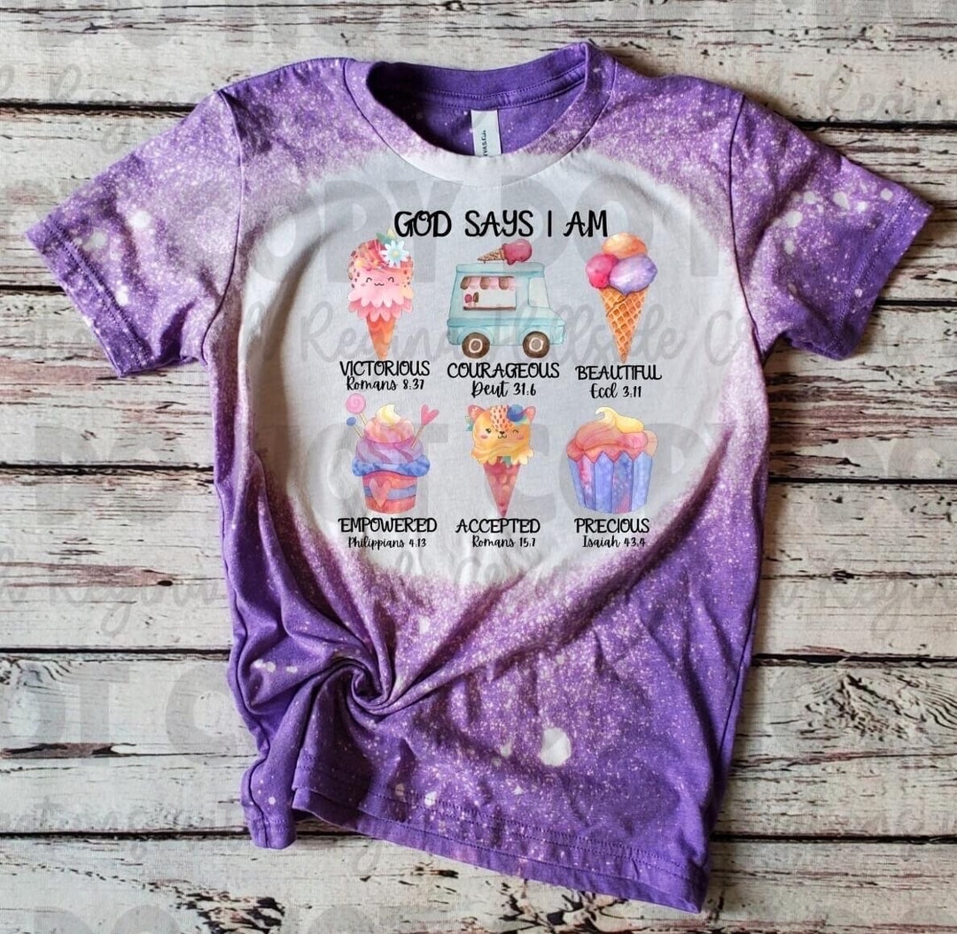 Childs Bleached Teegod Says I Am Ice Cream, Bible Verses, God, Jesus - Etsy