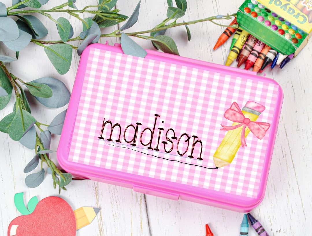 Pencil With Bow Personalized Pencil Box, Pink Pencil Box, School ...