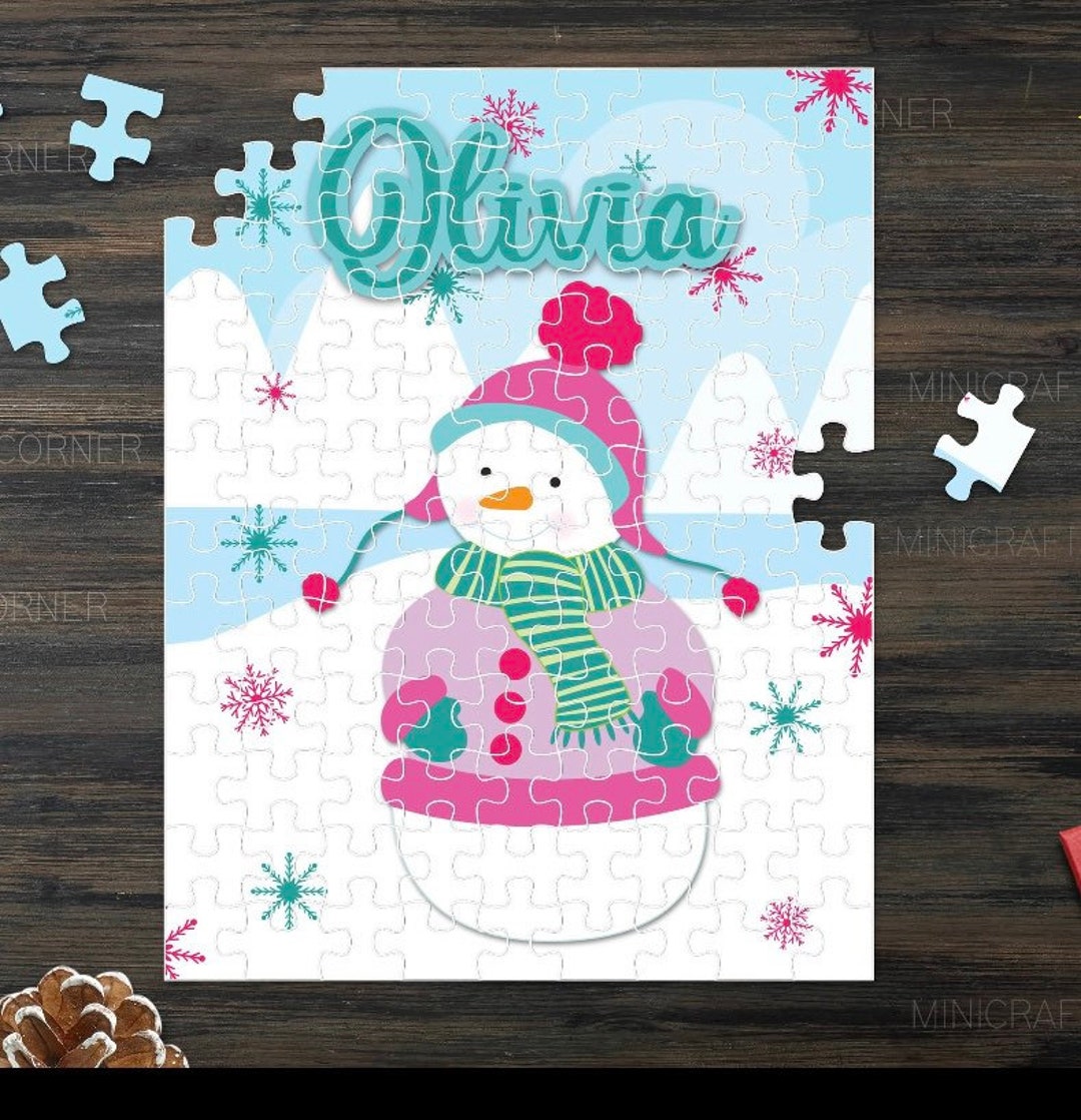 Personalized Kids Puzzle—winter, Snowman, Snow Scene - Etsy