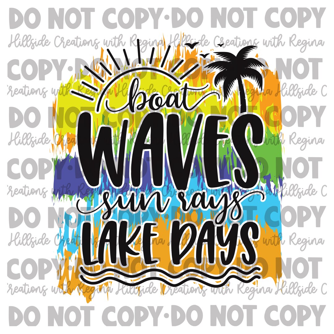 Boat Waves Sun Rays Lake Days Ready to Print Transfer - Etsy