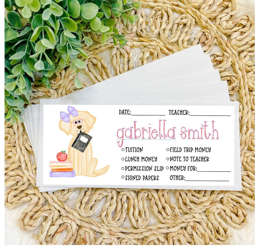Personalized School Money Envelope, Lunch Money, School Supplies ...