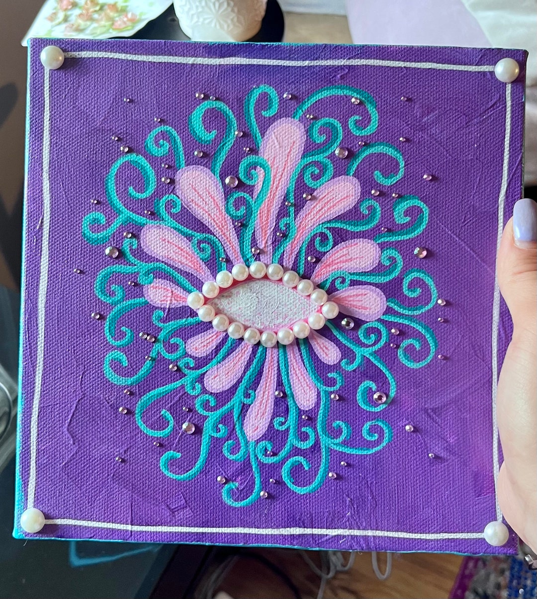 Original Abstract Painting, Gloss Finish, Purple Labyrinth Design - Etsy