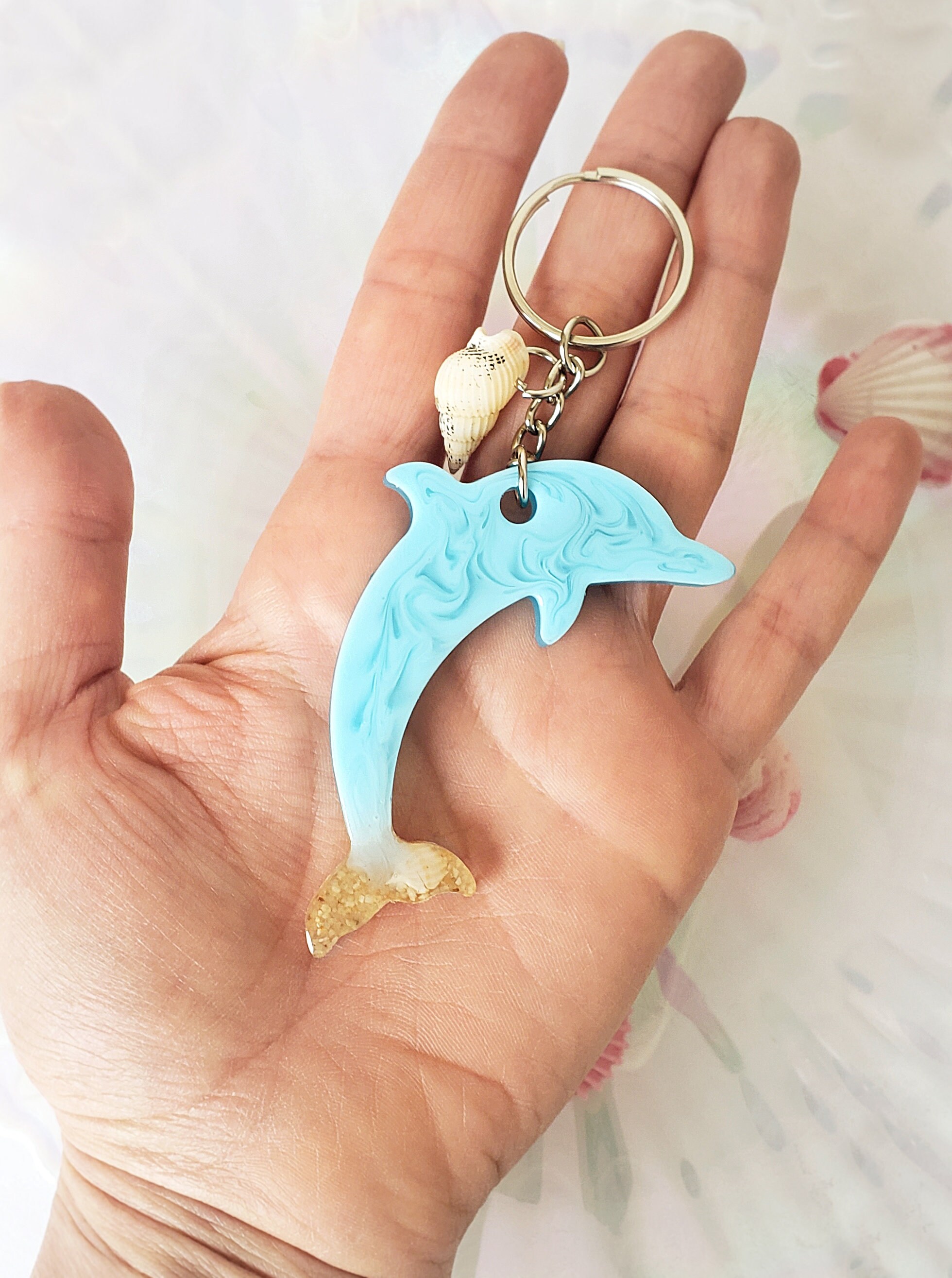 Dolphin Keychain Ocean Keychain Beach Theme Resin Keychain - Etsy