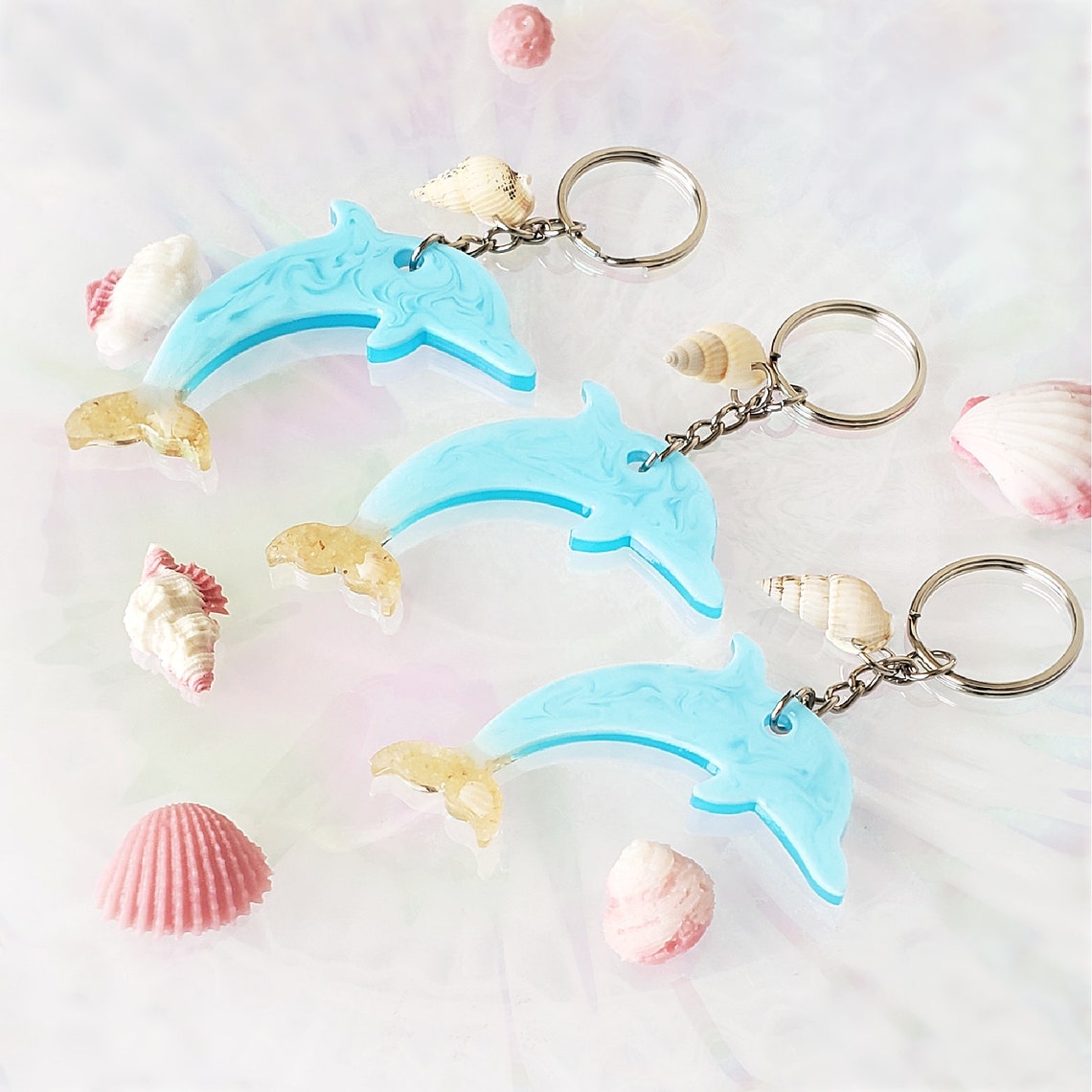 Dolphin Keychain Ocean Keychain Beach Theme Resin Keychain - Etsy