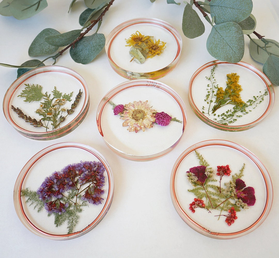 Floral Coasters, Custom Made, Real Flowers, Resin Coasters, Home Decor ...