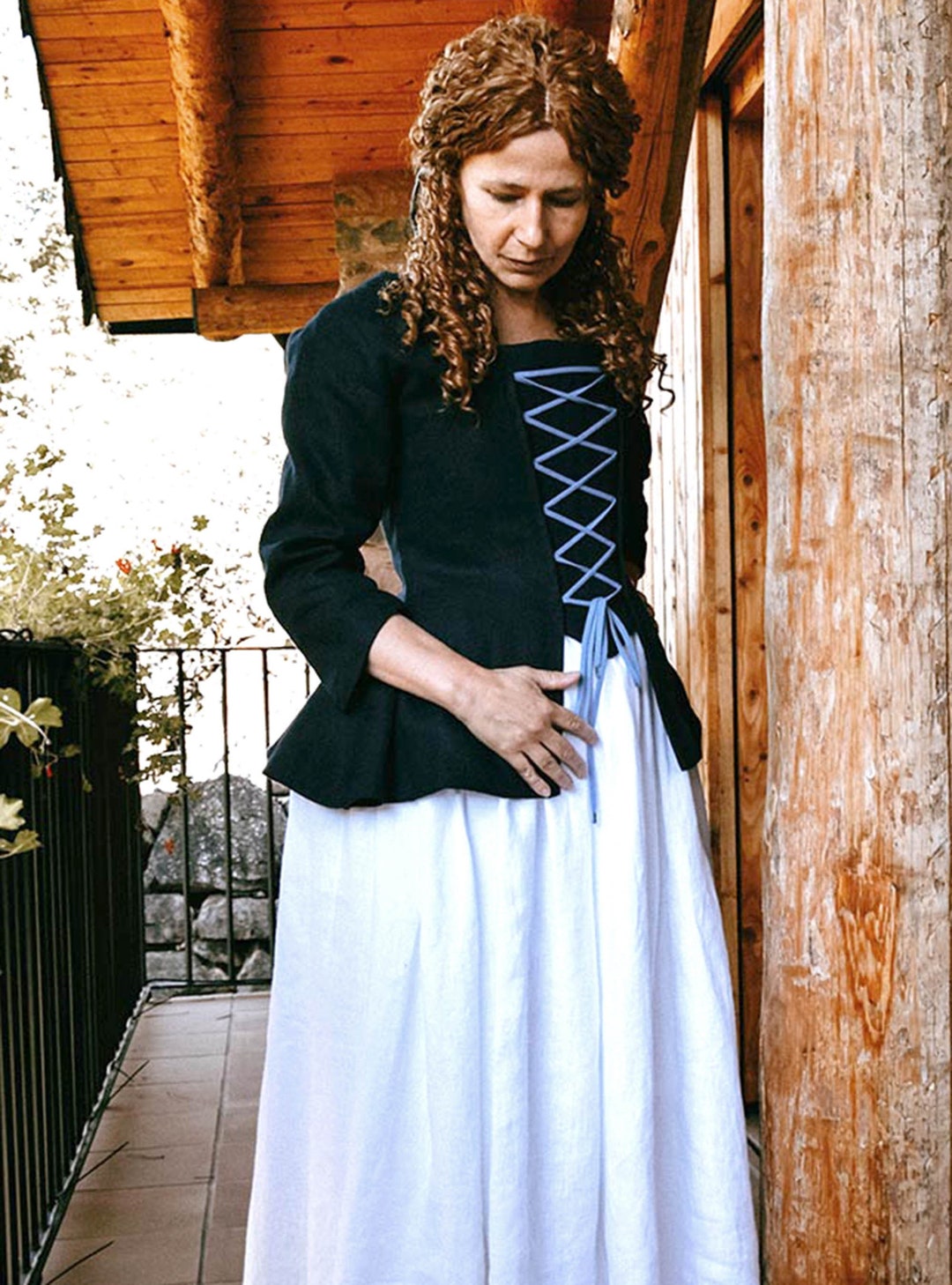 Colonial Jacket in Night Blue Linen, Vintage Peplum Design for ...