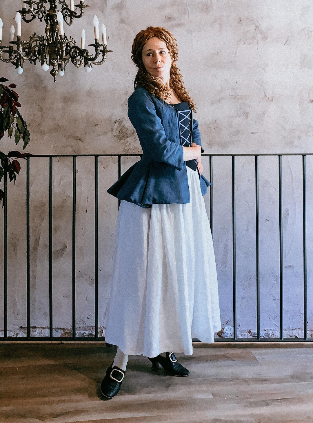 Steel Blue Linen Colonial Jacket: Lace-up Outlander Costume - Etsy