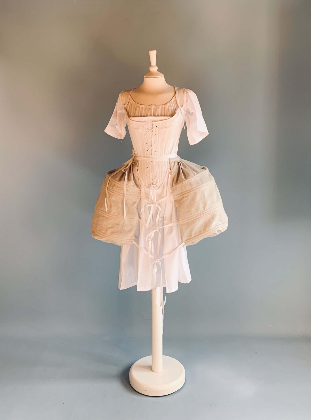 Historical Panniers in Undyed Linen, Authentic Historical Shape for ...